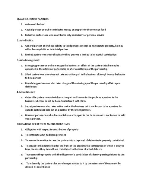 Classification Of Partners Pdf Partnership Debt