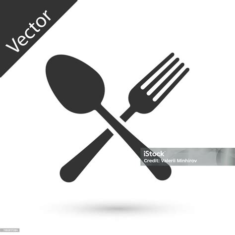 회색 교차 포크와 흰색 배경에 격리 숟가락 아이콘 조리 기구 칼 붙이 기호입니다 벡터 일러스트레이션 그릇에 대한 스톡 벡터 아트 및 기타 이미지 Istock