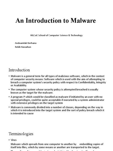 An Introduction To Malware Pdf Malware Computer Virus