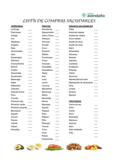 Lista De Compras Saludables Pdf Alimentos Cocina