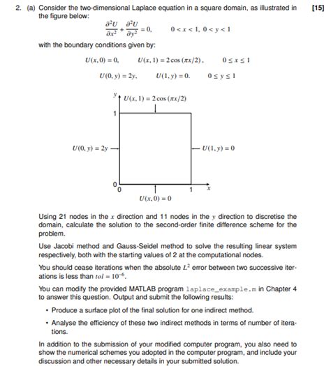 Solved A Consider The Two Dimensional Laplace Equation In