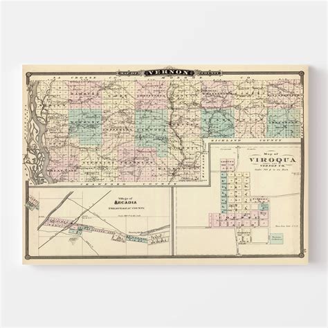 Vernon County Wi Map 1878 Old Map Of Viroqua Wisconsin Art Etsy