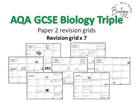 AQA Triple Biology Paper 2 Revision Grids BUNDLE Teaching Resources