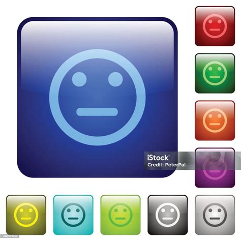 Neutral Emoticon Color Square Buttons Stock Illustration Download Image Now Anthropomorphic