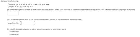 Consider The Following Optimize Chegg
