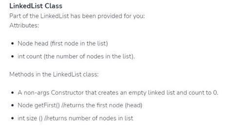 Solved Make Sure To Do This In Java For The Linkedlist