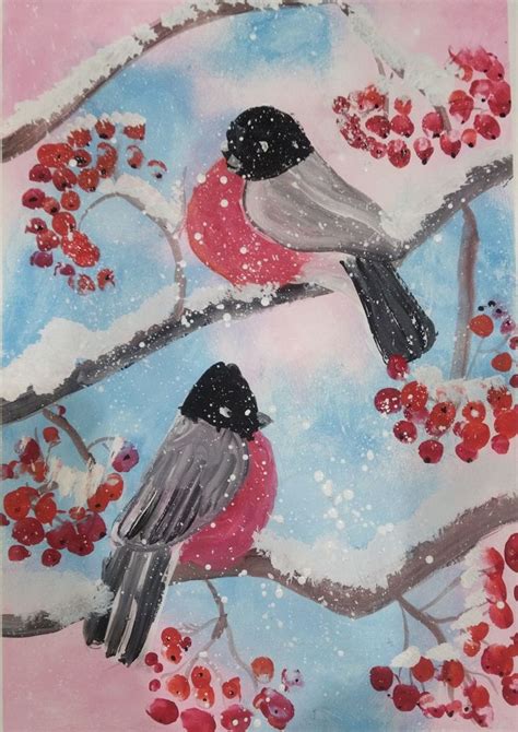 Снегири Вероника 7 лет в 2024 г Детские художественные проекты Детские рисунки