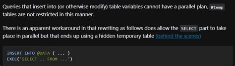 Temporary Tables Better Than Table Variables
