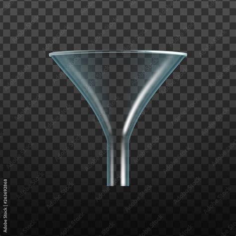 Glassware Transparent Laboratory Funnel Vector Realistic Chemical Laboratory Filter Funnel