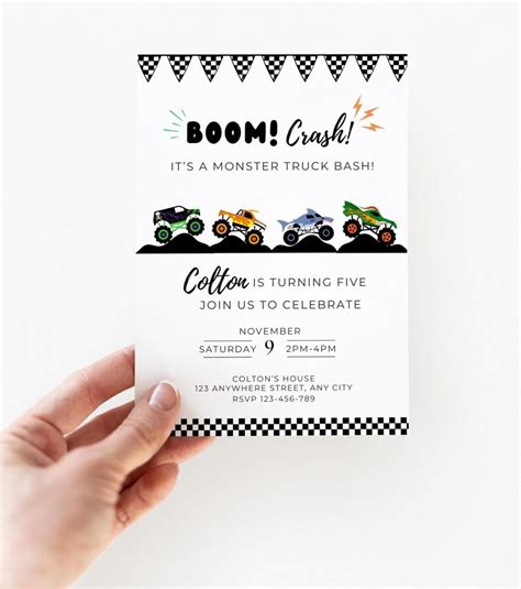 Monster Jam Birthday Monster Jam Party Boom Crash Monster Truck Bash
