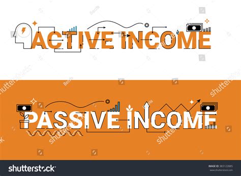 Active Passive Income Word Lettering Typography Stock Vector Royalty