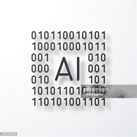 Artificial Intelligence Ai With Binary Code Line Icon With Shadow On