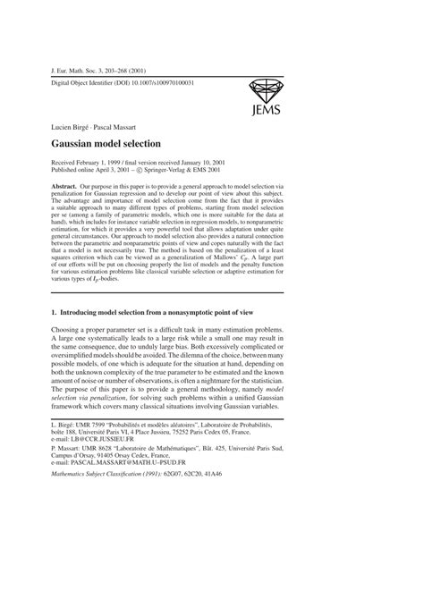 Download Pdf Gaussian Model Selection