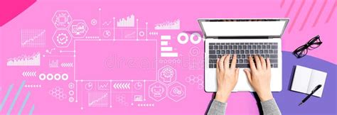 digital transformation concept with computer keyboard and office items