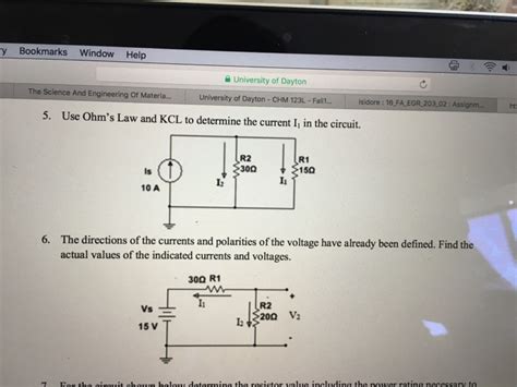Solved Use Ohms Law And Kcl To Determine The Current I 1 In