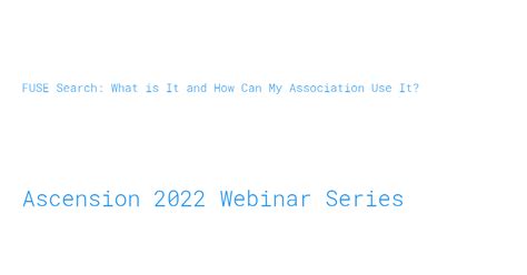 Fuse Search What Is It And How Can My Association Use It