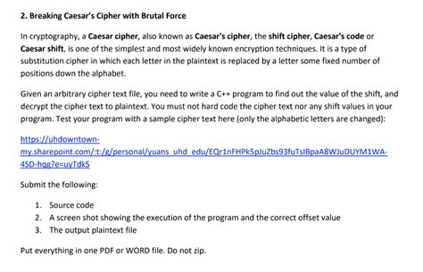 solved 2 breaking caesar s cipher with brutal force in
