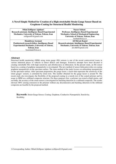 Pdf A Novel Simple Method For Creation Of A High Stretchable Strain Gauge Sensor Based On
