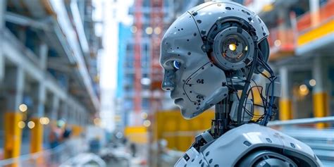 Premium Photo An Ai Robot Diligently Monitors A Bustling Construction Site Concept