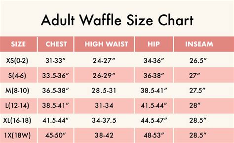 Noble Adult Waffle Size Chart