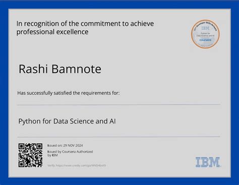 Rashi Bamnote On Linkedin Python Datascience Ai Machinelearning Coursera Learningjourney