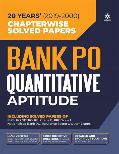 Arihant Bank Po 20 Years Chapterwise Quantitative Aptitude Solved Papers Book