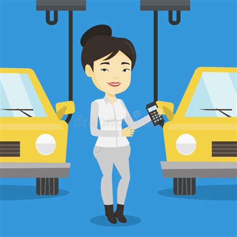 Worker Controlling Automated Assembly Line For Car Stock Vector Illustration Of Machinery