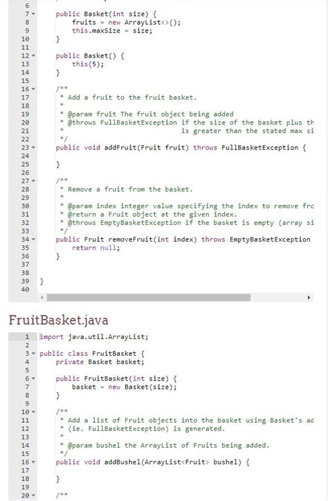 Solved Your Task Is To Complete The Methods In Fruit Basket
