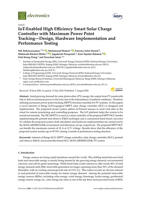 Pdf Iot Enabled High Efficiency Smart Solar Charge Controller With