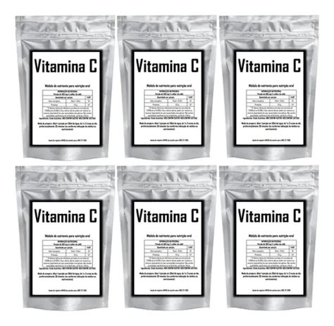 Kit 6 Vitamina C 1kg ácido Ascórbico 100 Pura Shape It