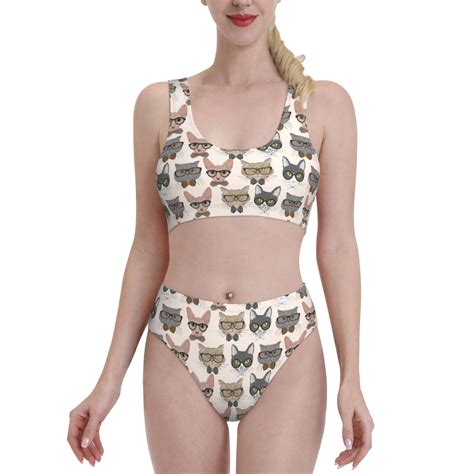 Tankini Swimsuits For Women 2024 Glasses Cornish Rex Cute Cat Womens