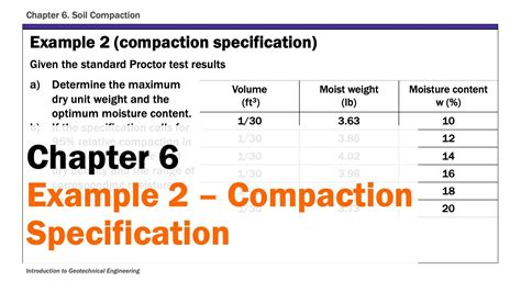 Chapter 6 Soil Compaction Example 2 Compaction Specification Youtube