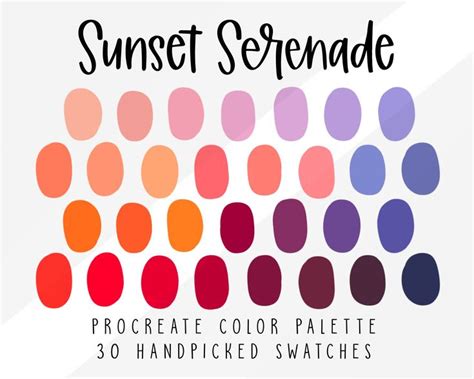 Sunset Procreate Color Palette Color Swatches Procreate Palette