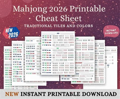 Mahjong 2026 Printable Cheat Sheet Nmjl Card 2026 Hands Guide