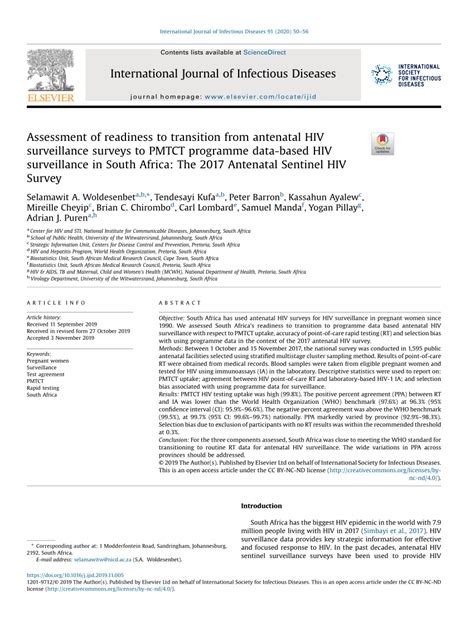Pdf Assessment Of Readiness To Transition From Antenatal Hiv Surveillance Surveys To Pmtct