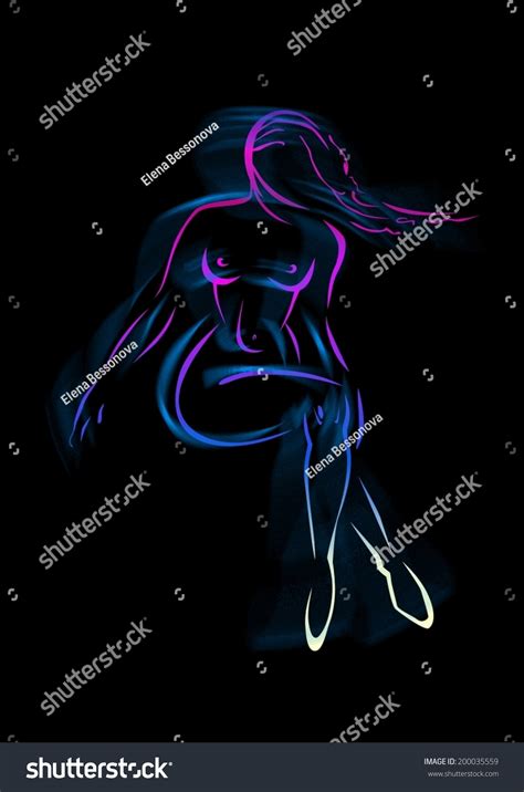Naked Girl Contour Drawing Stock Vector Royalty Free Shutterstock