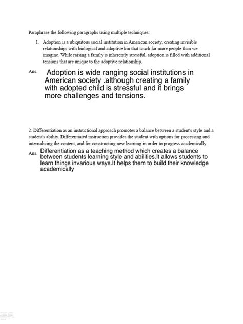 Edited Hw On Paraphrasing Pdf