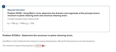 Solved Required Information Problem 07 140 Using Mohr S Chegg Com
