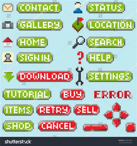 Set Pixel Elements Navigation Notation Stock Vector Royalty Free 709633597 Shutterstock