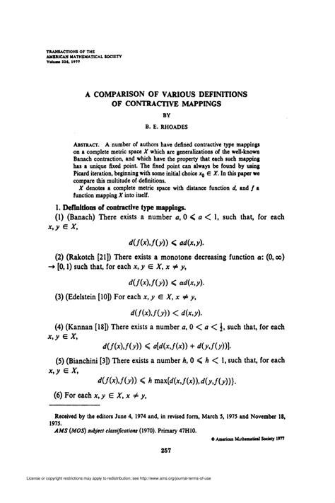 Pdf A Comparison Of Various Definitions Of Contractive Mappings