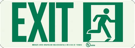 Exit Sign 5X14 GRN WHT Exit ENG SURF Grainger