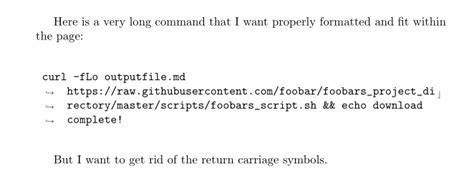 Code Remove Carriage Return Characters From Verbatim Environment With