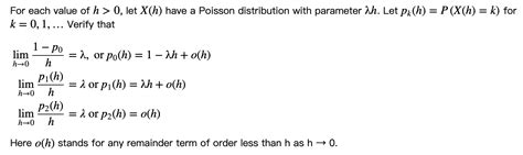 solved for each value of h 0 let x h have a poisson