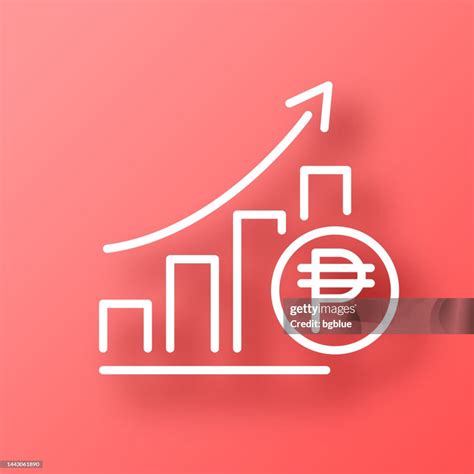 Chart Of Increased Peso Rate Icon On Red Background With Shadow High