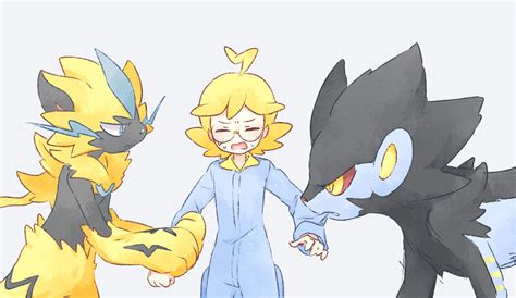 Luxray Clemont And Zeraora Pokemon And 1 More Drawn By Akasaka