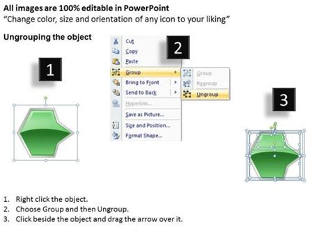 Ppt Linear Flow Powerpoint Theme Of Green Octagonal Arrow 7 Stage Templates