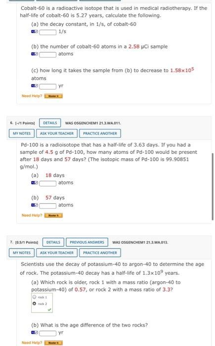 Solved Cobalt 60 Is A Radioactive Isotope That Is Used In