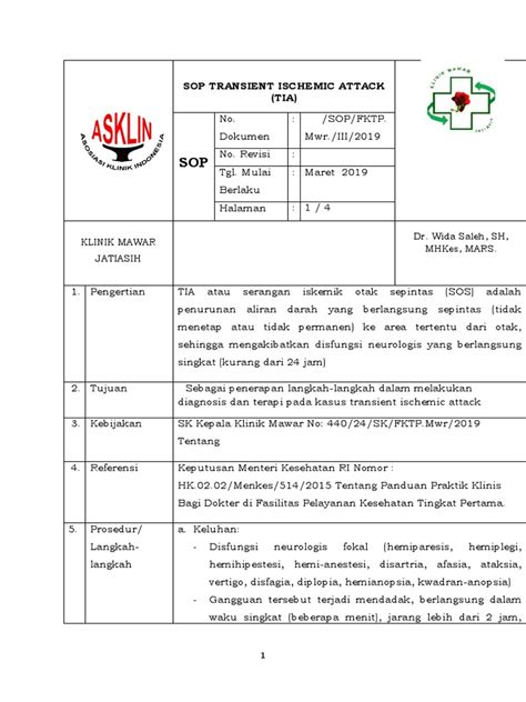 Sop Transient Ischemic Attack Tia Pdf