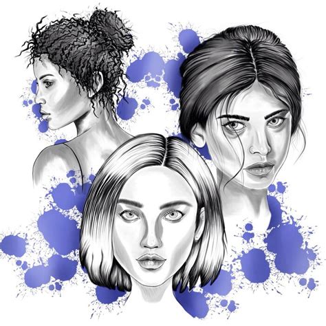 Иллюстрация Портреты в стиле 2d реализм скетчи