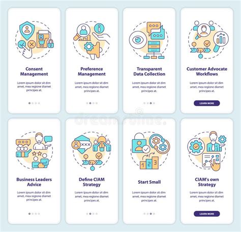 Ciam Onboarding Mobile App Screen Set Stock Vector Illustration Of Identity Feature 263424715